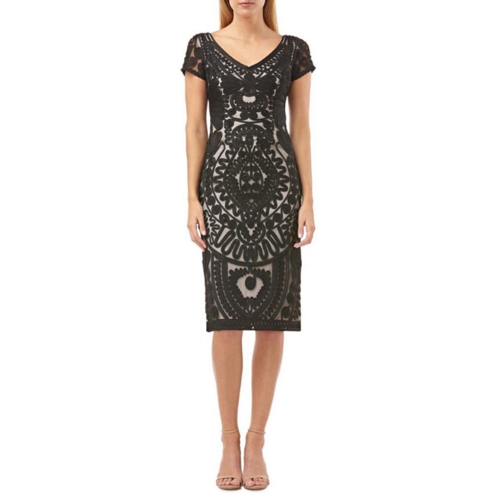 Js Collection Soutache Mesh Cocktail Dress Size 14 - Gem